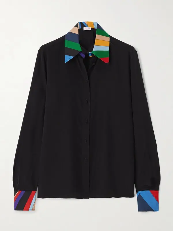 Emilio Pucci Printed Silk-crepe Shirt - Black