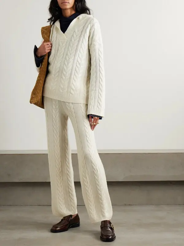 LISA YANG Cable-knit Cashmere Hoodie