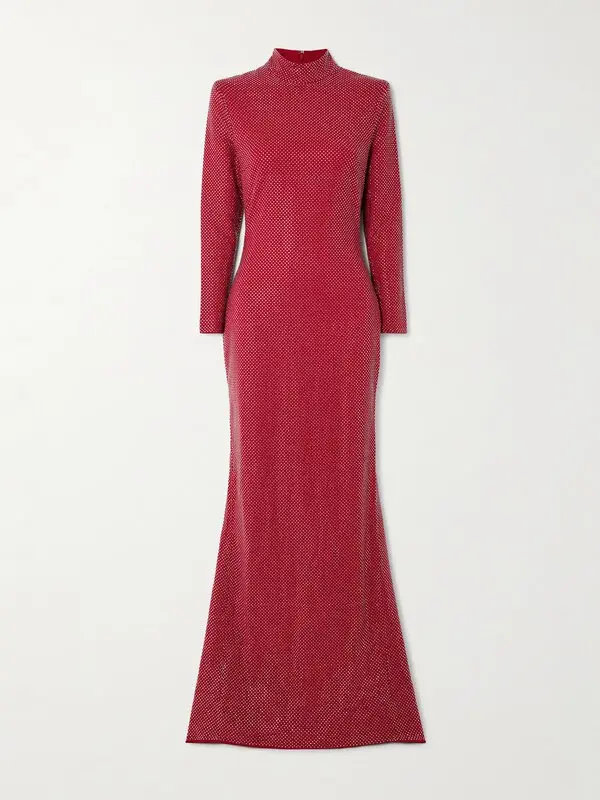 Solace London Vivienne Crystal-embellished Crepe Gown - Red