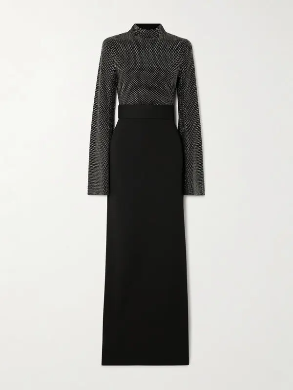 Solace London The Lolo Crystal-embellished Gown - Black