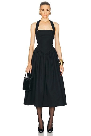 HELSA Faille Halter Midi Dress