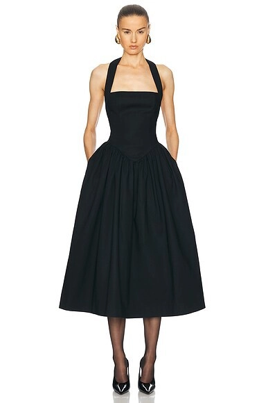 HELSA Faille Halter Midi Dress