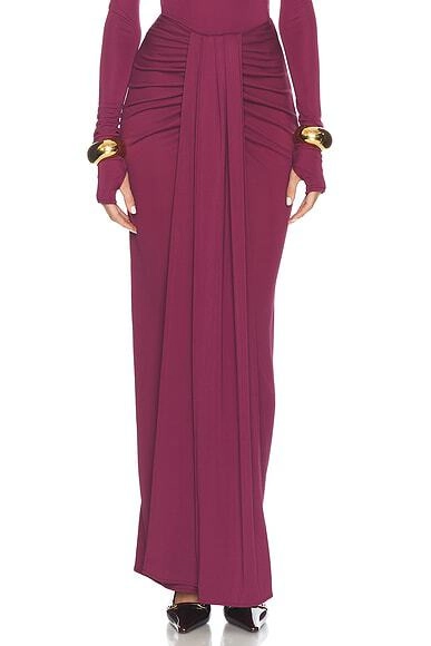 HELSA Matte Jersey Long Wrap Skirt - Cabernet