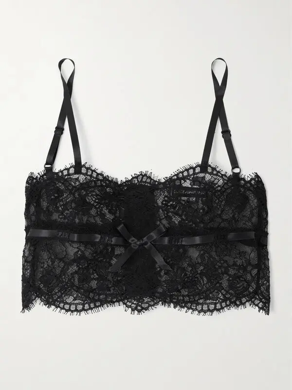 Dolce & Gabbana Satin-trimmed Chantilly Lace Top - Black