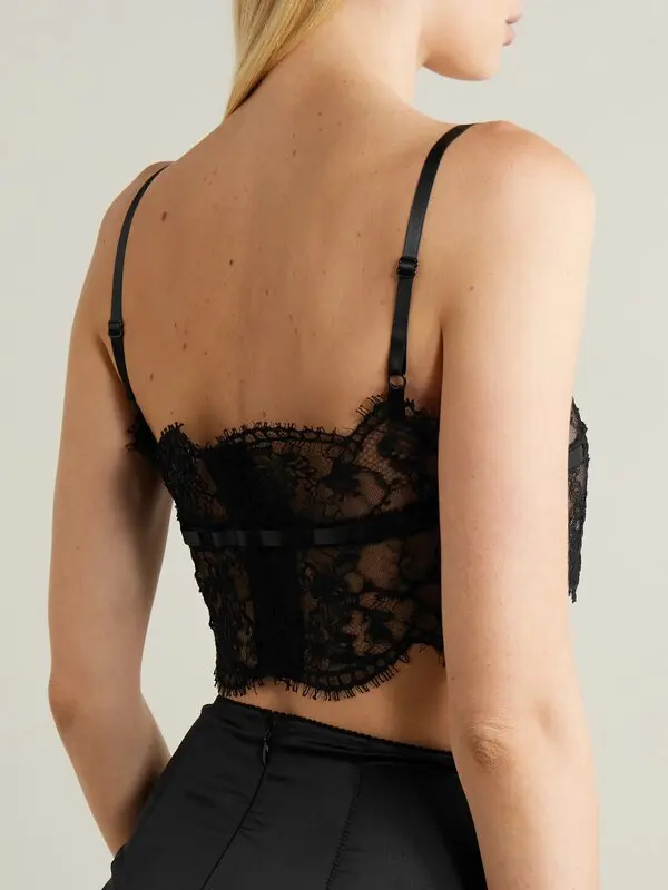 Dolce & Gabbana Satin-trimmed Chantilly Lace Top
