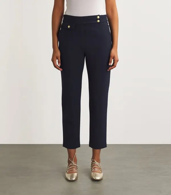 Veronica Beard Woven Cropped Trousers - Navy