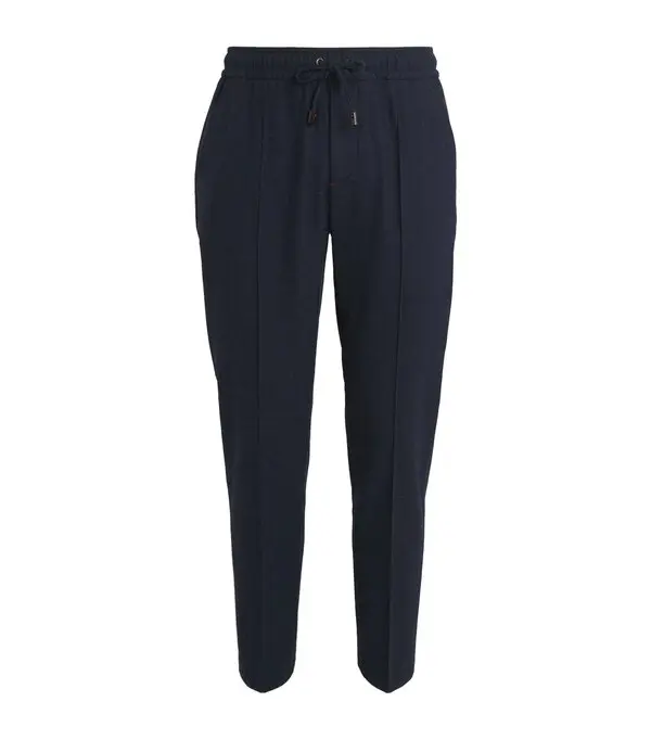 Isaia Wool-cashmere Blend Drawstring Trousers - Navy