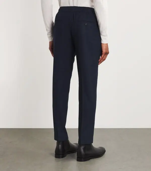 Isaia Wool-cashmere Blend Drawstring Trousers - Navy