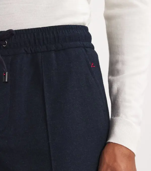 Isaia Wool-cashmere Blend Drawstring Trousers - Navy