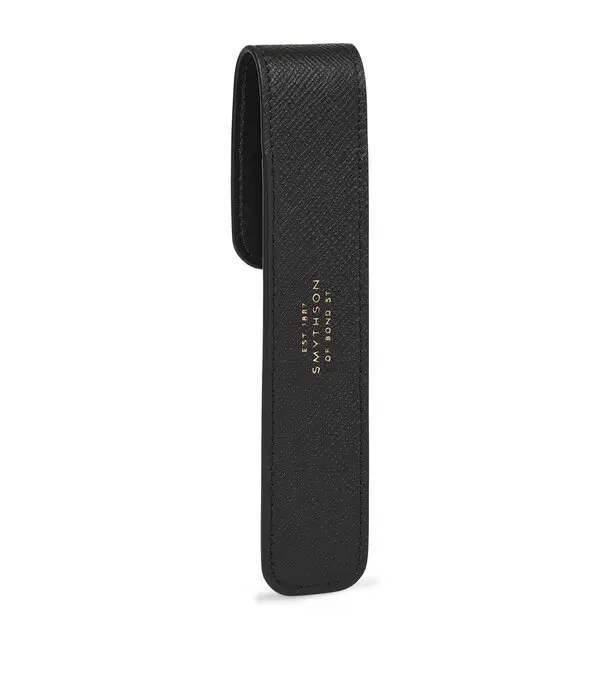 Smythson Panama Leather Pen Sleeve - Black