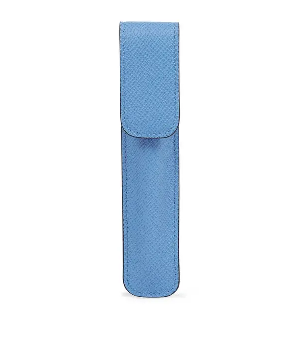 Smythson Panama Leather Pen Sleeve - Blue