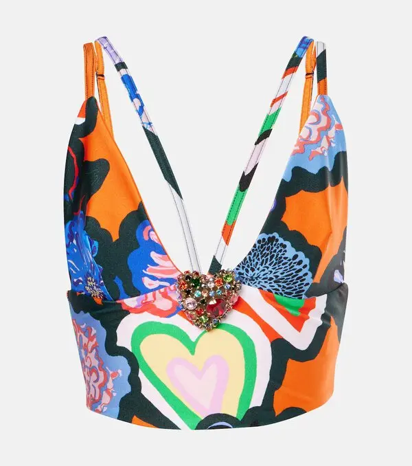 AREA Embellished Printed Top - Multicoloured