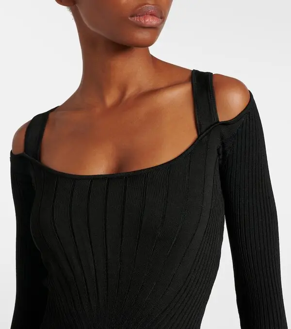 MUGLER Ribbed Knit Bodysuit