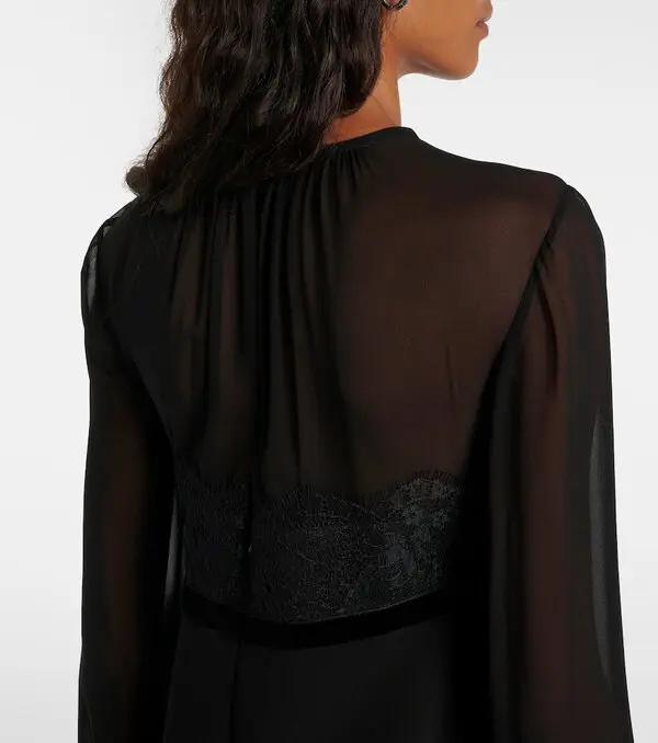Max Mara Jader Sable And Silk Georgette Minidress