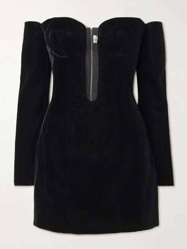 Nina Ricci Off-the-shoulder Velvet Mini Dress