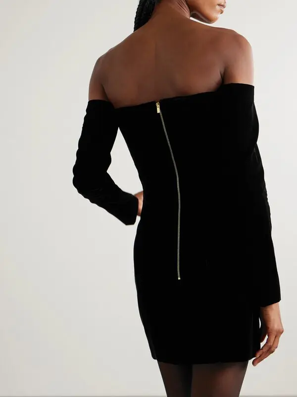 Nina Ricci Off-the-shoulder Velvet Mini Dress