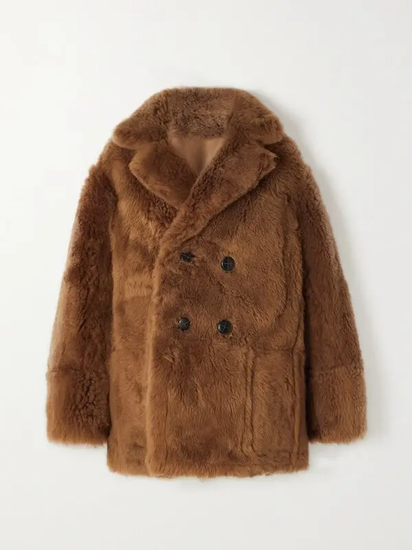 Loro Piana Double-breasted Reversible Shearling And Leather Coat