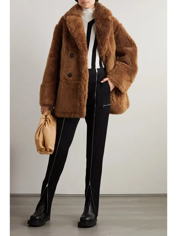 Loro Piana Double-breasted Reversible Shearling And Leather Coat