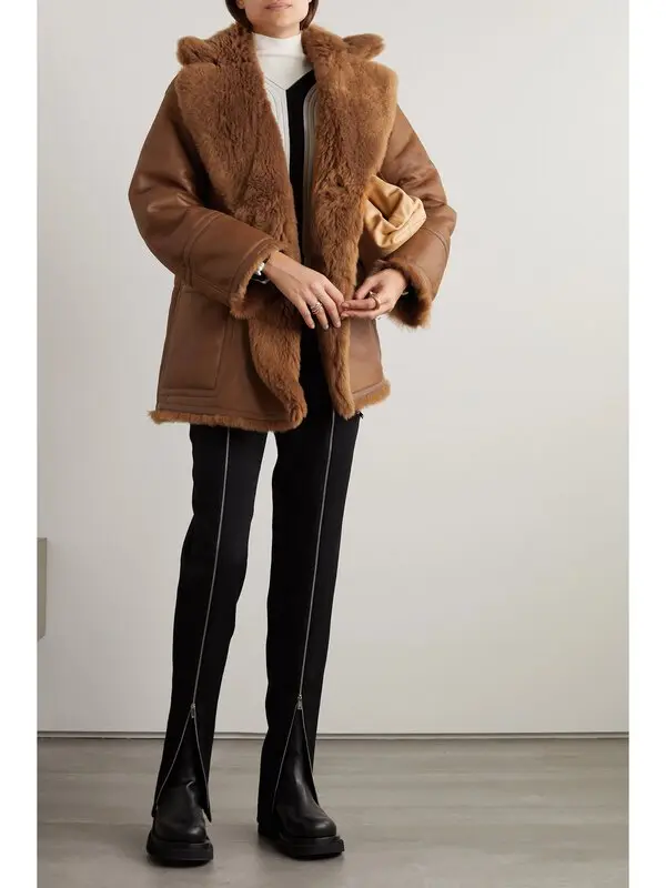 Loro Piana Double-breasted Reversible Shearling And Leather Coat