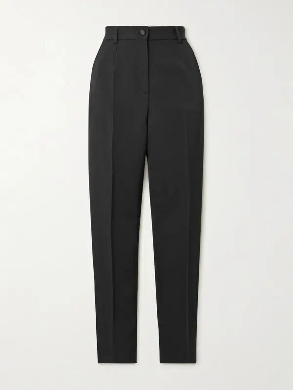 Dolce & Gabbana Pleated Wool-blend Gabardine Straight-leg Trousers
