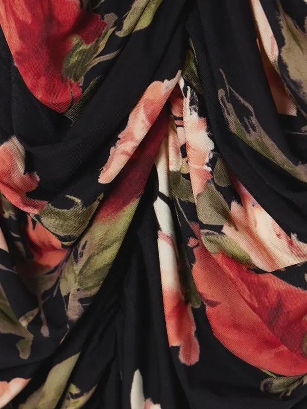 Magda Butrym Ruched Floral-print Maxi Dress - Black