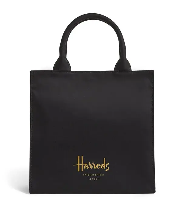 Harrods Small Cotton Logo Tote Bag - Black