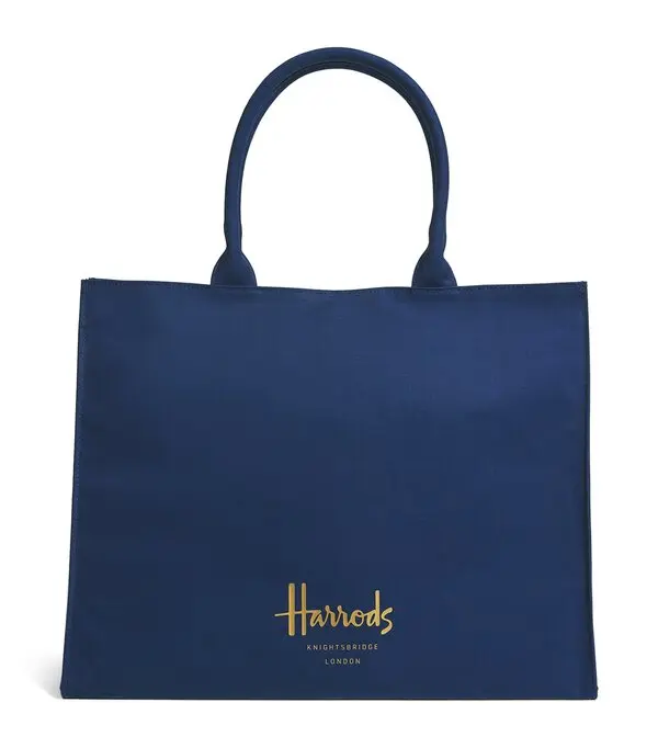Harrods Cotton Logo Tote Bag - Navy
