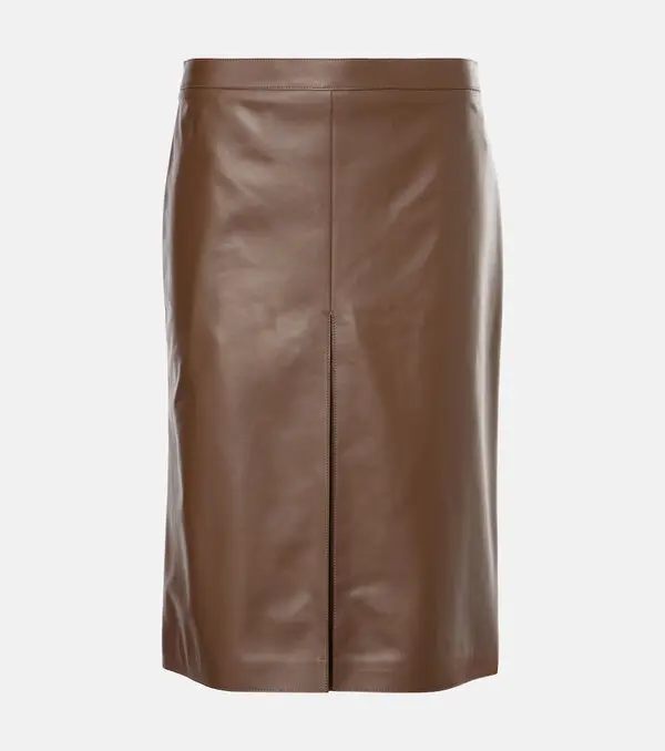 TOD'S Leather Pencil Skirt - Brown