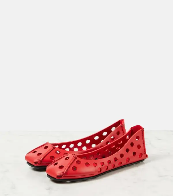 Alaïa Leather Ballet Flats - Red