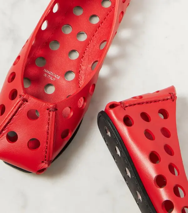 Alaïa Leather Ballet Flats - Red