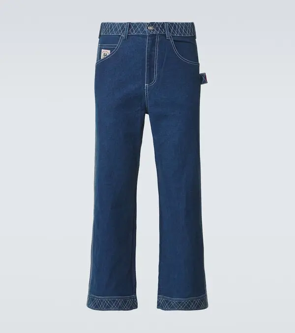 BODE Knolly Brook Embroidered Wide-leg Jeans - Blue