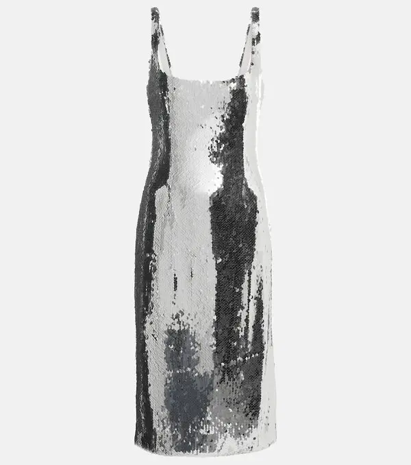 Magda Butrym Sequined Midi Dress - Silver