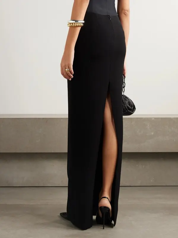 MONOT Crepe Maxi Skirt With Back Split