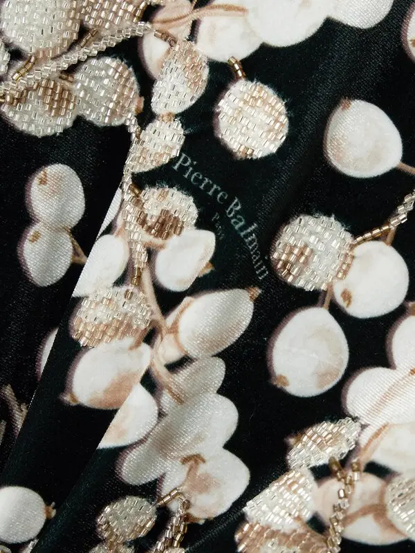 Balmain Embellished Printed Velvet Mini Dress