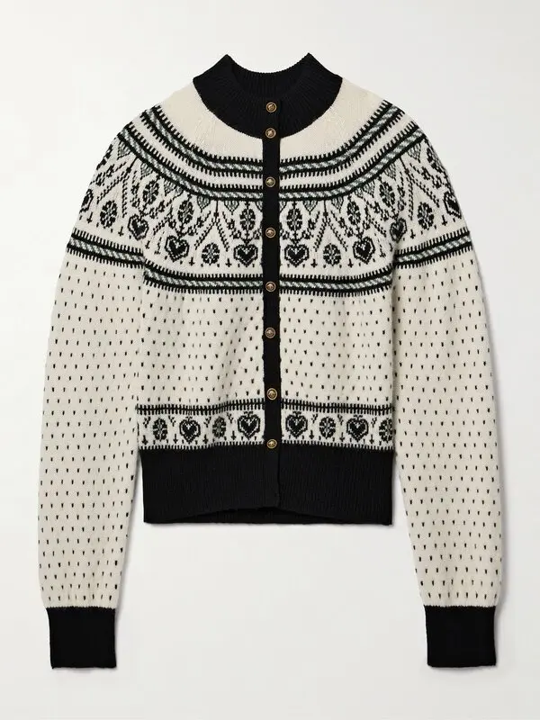 Khaite Marc Intarsia Cashmere-blend Cardigan - Neutrals