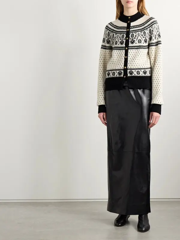 Khaite Marc Intarsia Cashmere-blend Cardigan - Neutrals