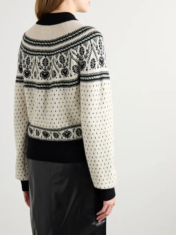 Khaite Marc Intarsia Cashmere-blend Cardigan - Neutrals