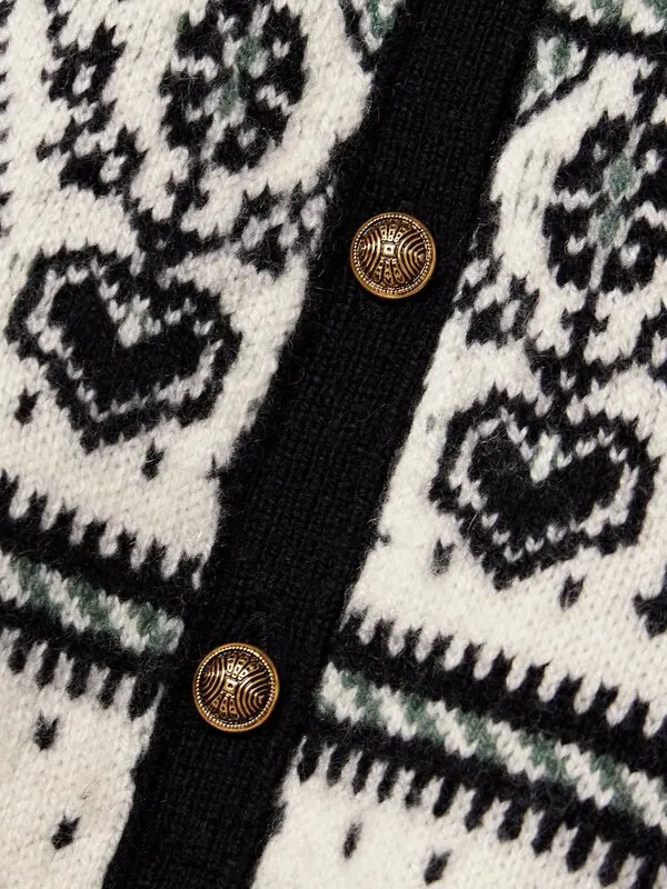 Khaite Marc Intarsia Cashmere-blend Cardigan - Neutrals