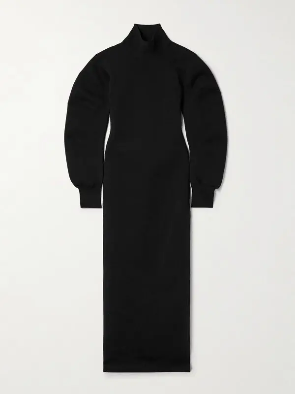 Khaite Storm Wool-blend Turtleneck Midi Dress - Black