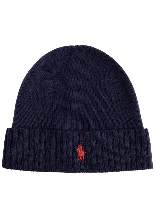 Polo Ralph Lauren Embroidered Wool Beanie - Navy