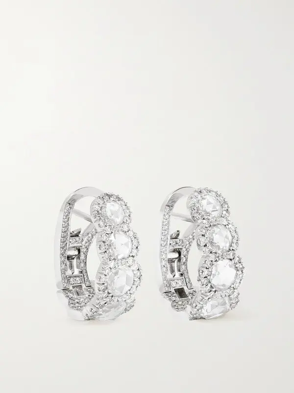 DAVID MORRIS 18-karat White Diamond Hoop Earrings - Gold