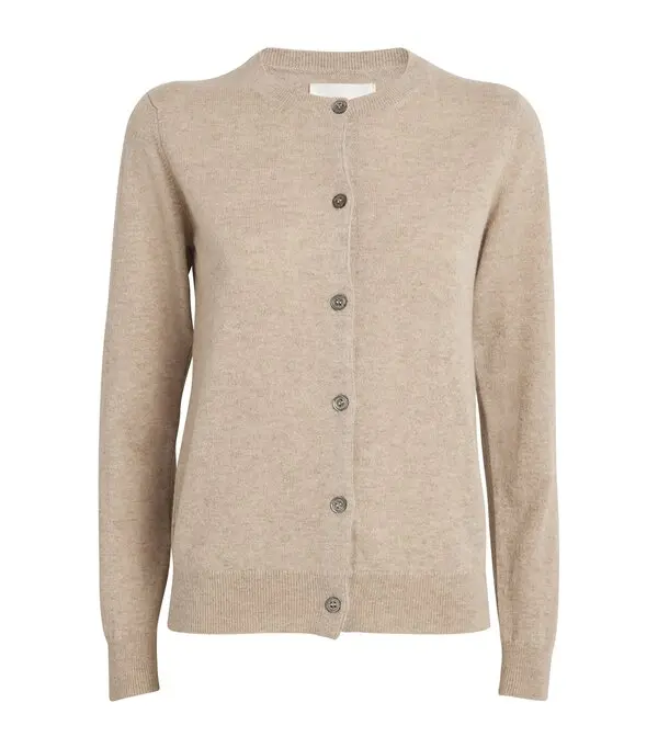 Harrods Cashmere Crew Neck Cardigan - Beige