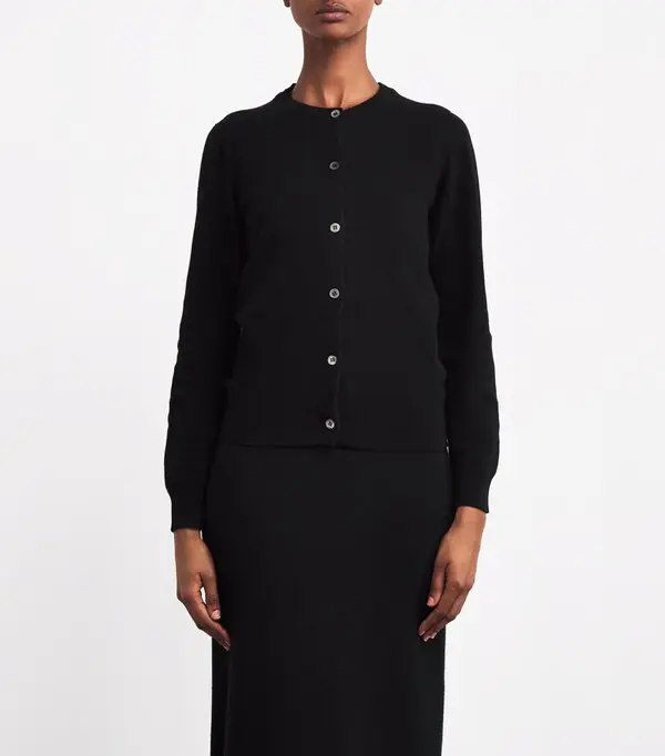 Harrods Cashmere Crew Neck Cardigan - Black