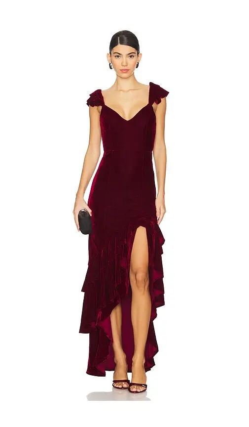 Tularosa Camille Velvet Gown - Red