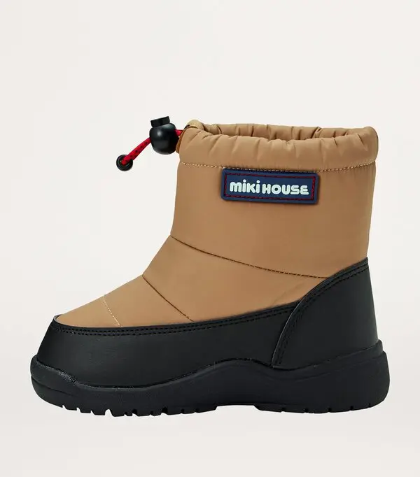 MIKI HOUSE Padded Ankle Boots With Toggle Fastening - Beige