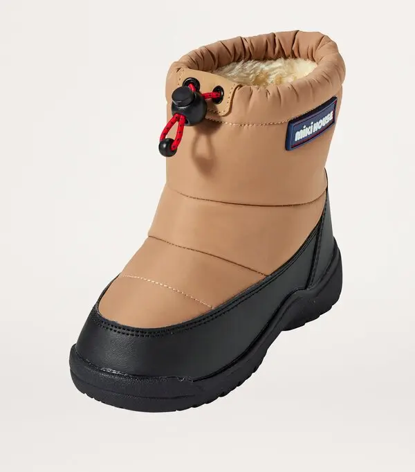 MIKI HOUSE Padded Ankle Boots With Toggle Fastening - Beige