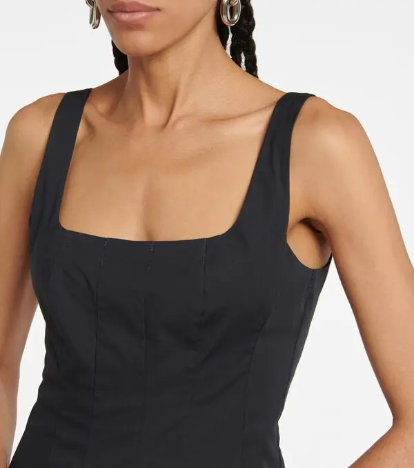 Staud Wells Cotton Mini Dress - Black