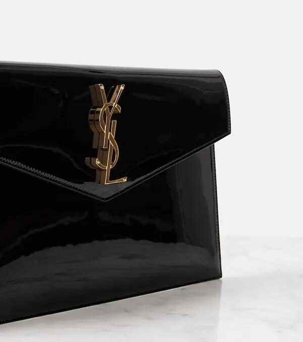 Saint Laurent Uptown Patent Leather Clutch - Black