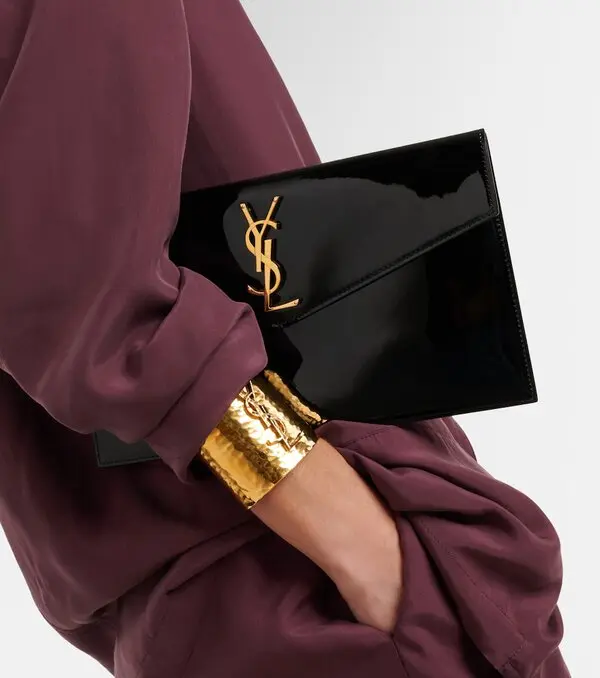Saint Laurent Uptown Patent Leather Clutch - Black