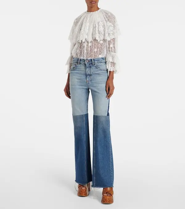 Chloé Patchwork Flared Jeans